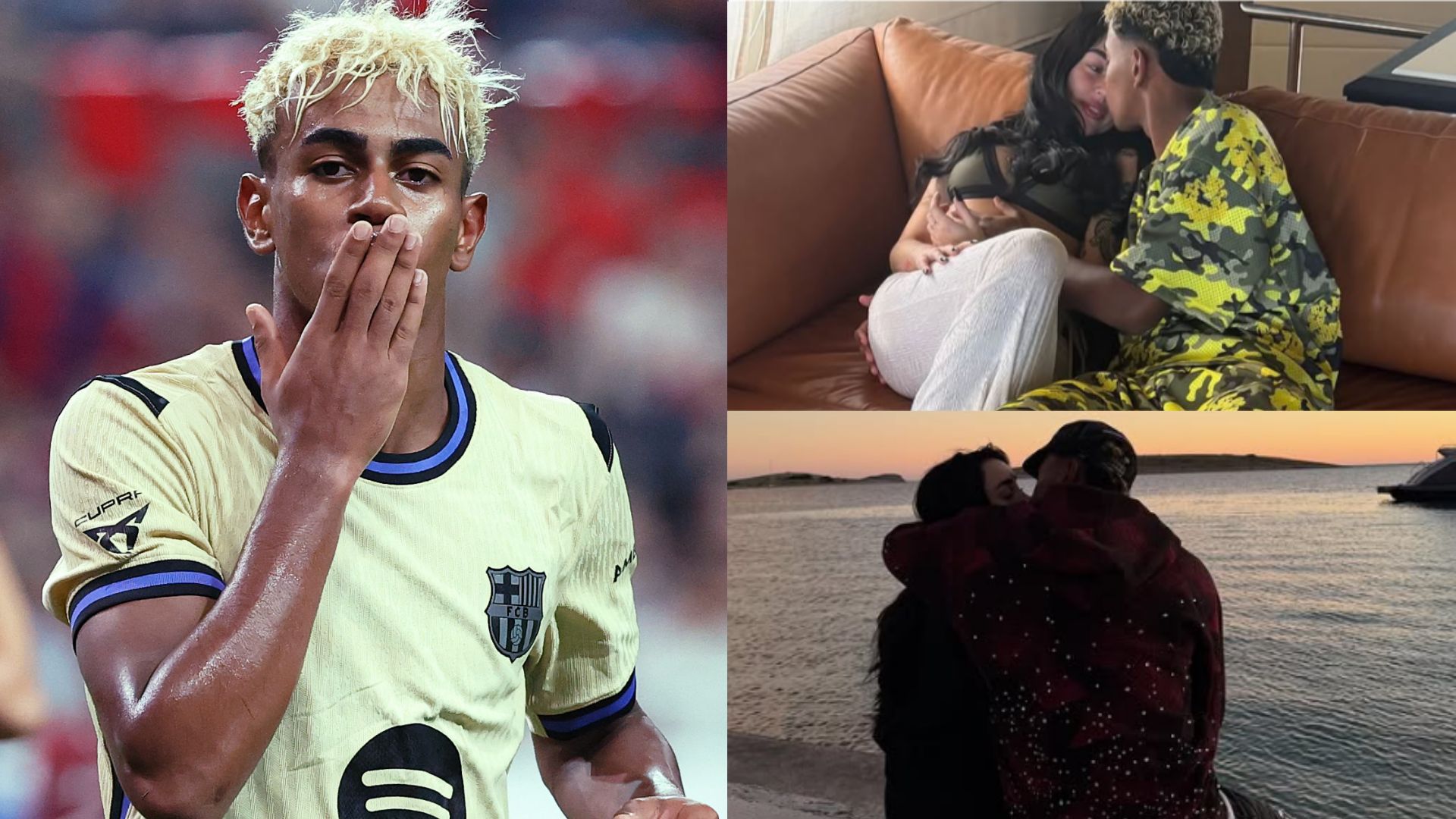 Look of love! Lamine Yamal shares kisses & cuddles with rap star girlfriend Nicki Nicole - with ...